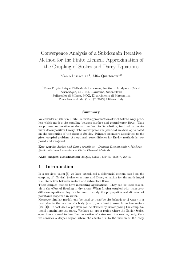(PDF) Convergence analysis of a subdomain iterative method for the finite element approximation ...