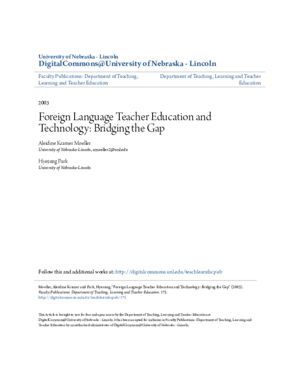 (PDF) Foreign Language Teacher Educationand Technology: Bridging the Gap
