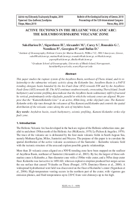 (PDF) Active Tectonics in the Hellenic Volcanic Arc: The Kolumbo ...
