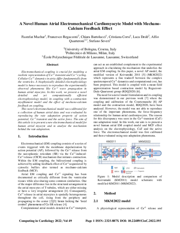 (PDF) A Novel Human Atrial Electromechanical Cardiomyocyte Model with ...