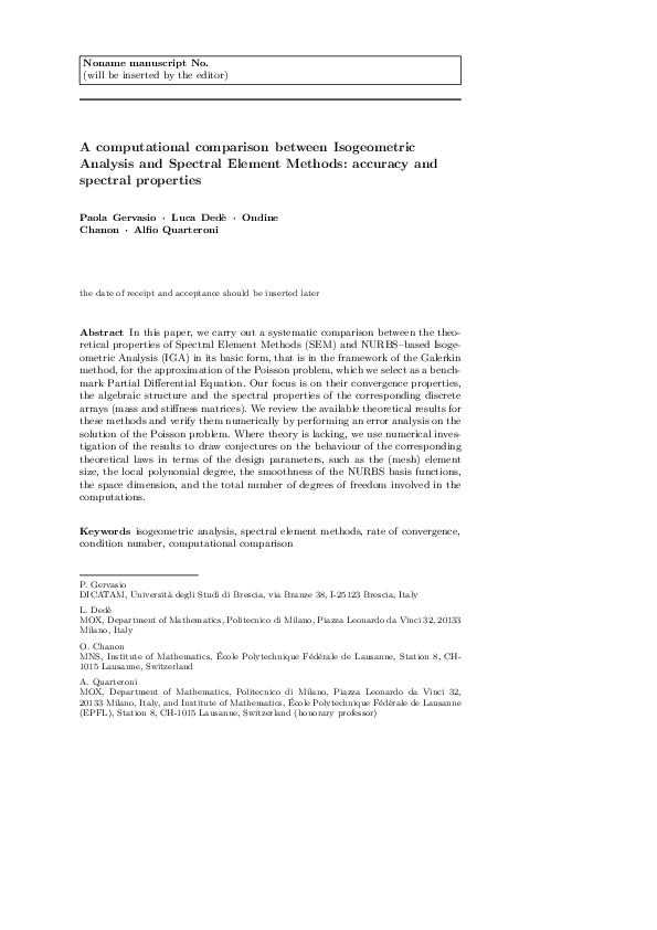Pdf A Computational Comparison Between Isogeometric Analysis And