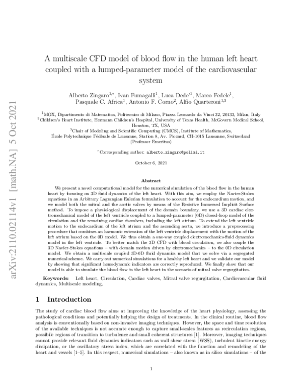 (PDF) A multiscale CFD model of blood flow in the human left heart ...