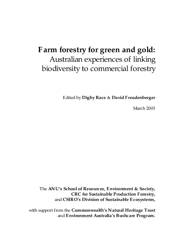 (PDF) Farm Forestry for Green & Gold: Australian experiences of linking ...