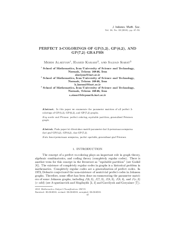 (PDF) Enumeration of Perfect 3-Colorings in the Petersen Graph