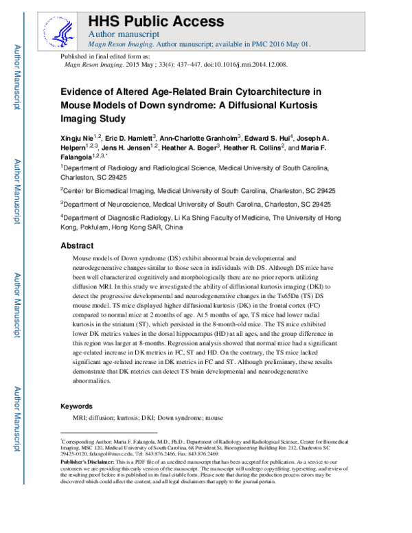 (PDF) Evidence of altered age-related brain cytoarchitecture in mouse ...