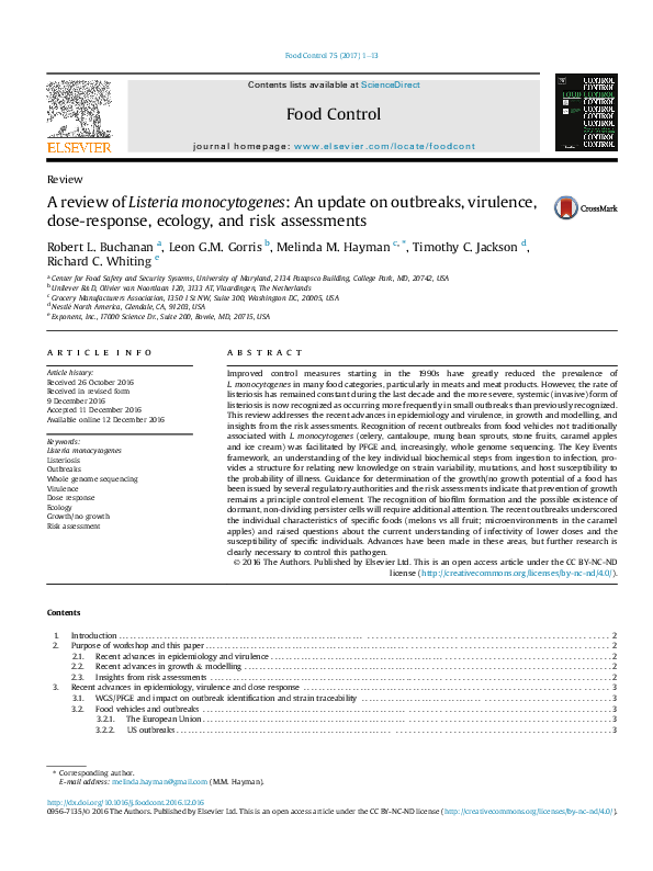 (PDF) A review of Listeria monocytogenes : An update on outbreaks ...