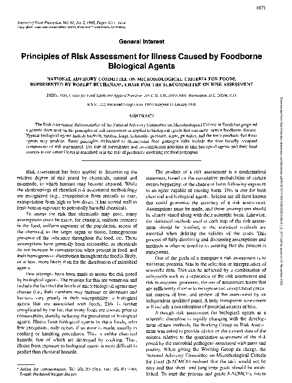 (PDF) Principles of Risk Assessment for Illness Caused by Foodborne ...