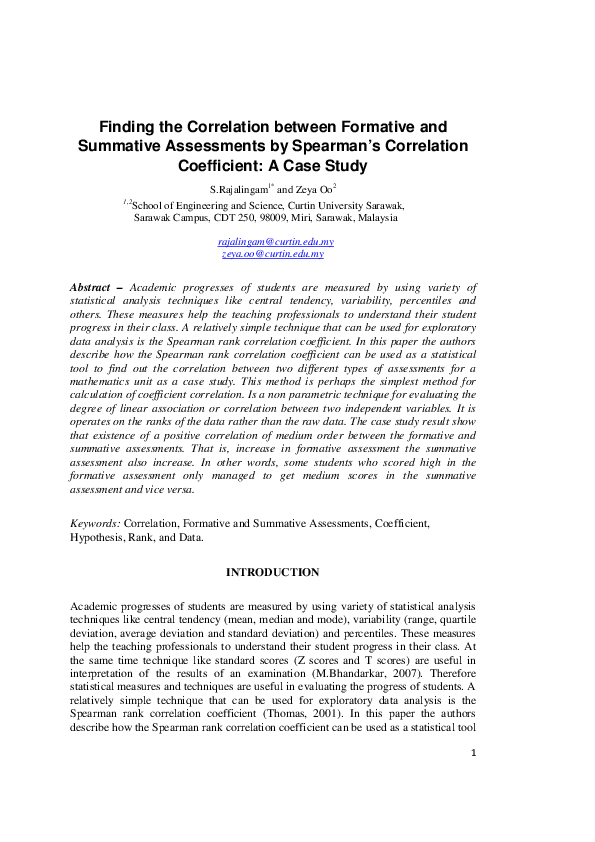 (PDF) Finding the Correlation between Formative and Summative ...