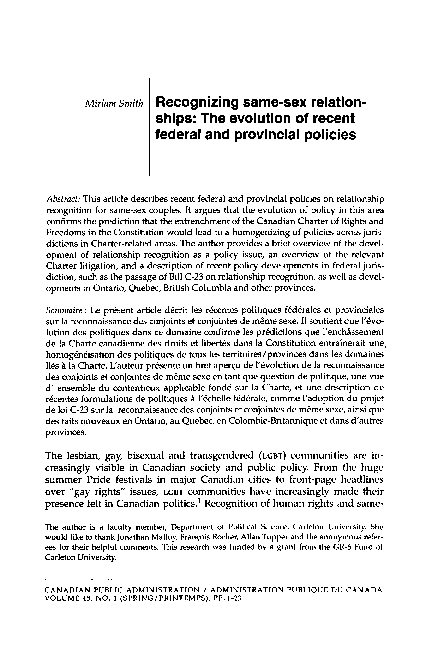 (PDF) Recognizing same-sex relationships: The evolution of recent ...