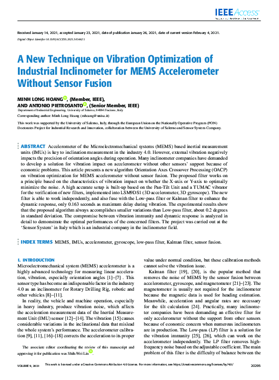 (PDF) A New Technique on Vibration Optimization of Industrial Inclinometer for MEMS ...