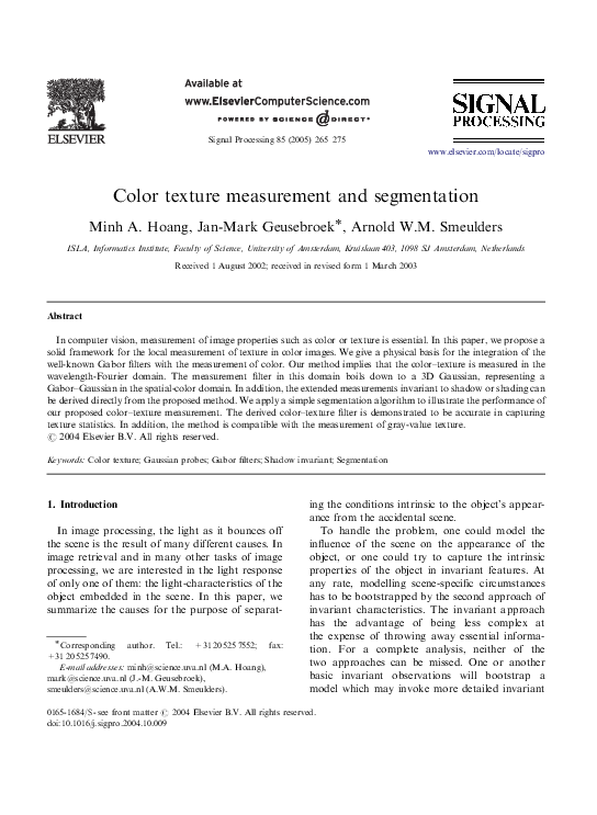 (PDF) Color texture measurement and segmentation