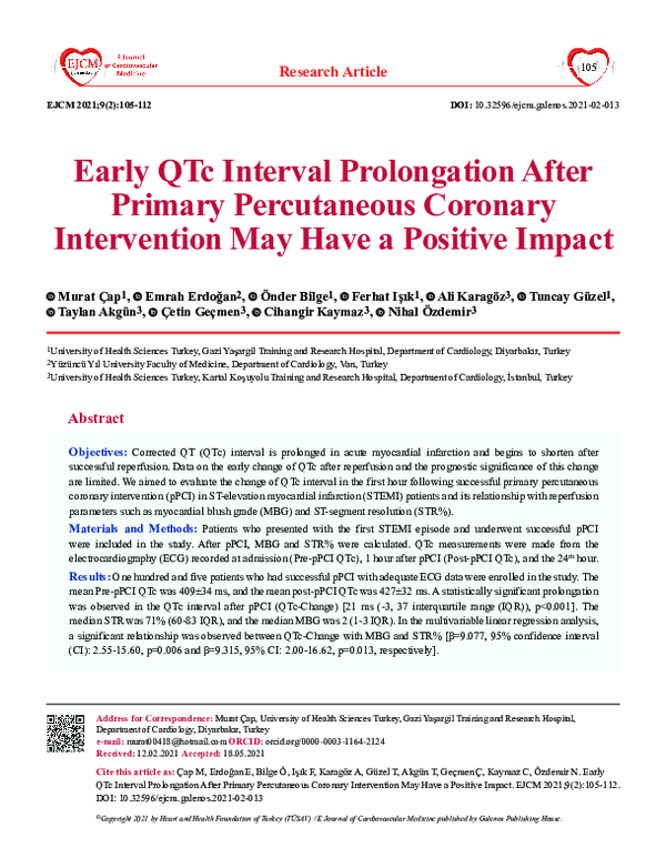 (PDF) Early QTc Interval Prolongation After Primary Percutaneous ...
