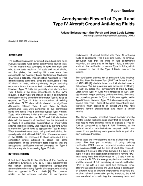 (PDF) Aerodynamic Flow-off of Type II and Type IV Aircraft Ground Anti ...
