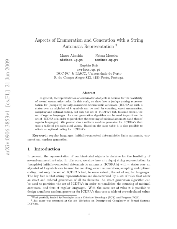 (PDF) Aspects of enumeration and generation with a string automata ...