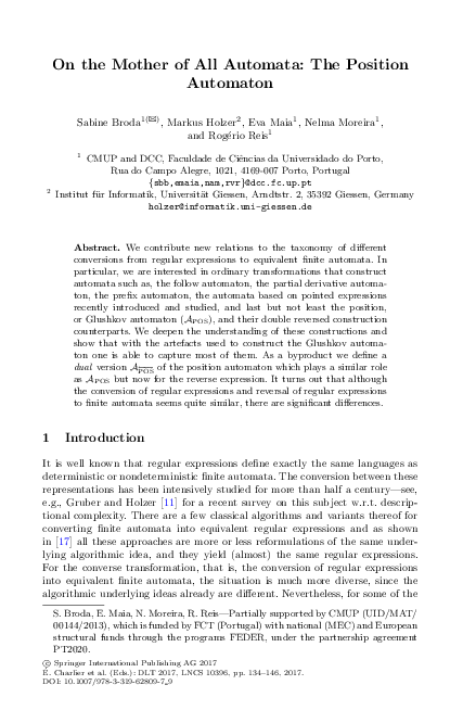 (PDF) On the Mother of All Automata: The Position Automaton