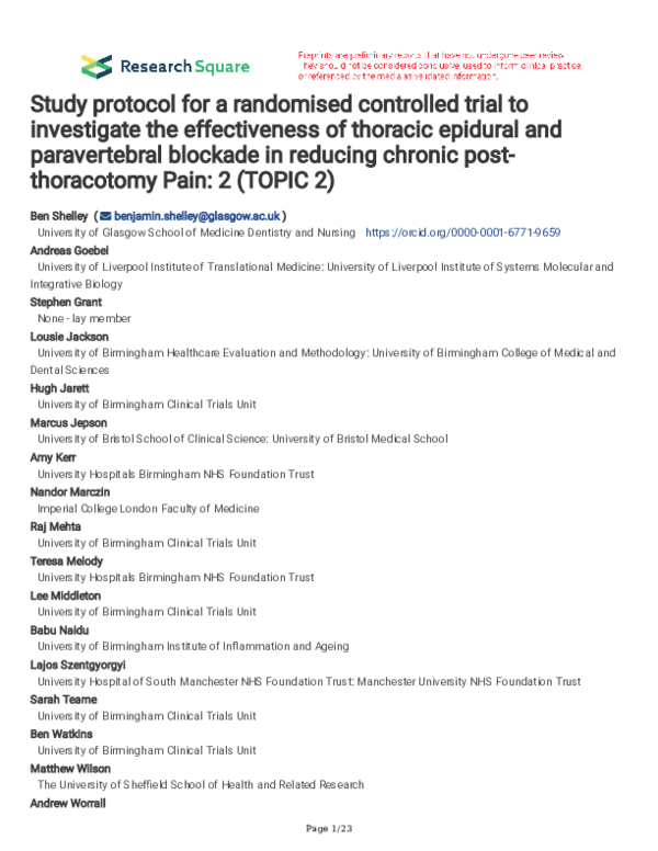 (PDF) Study protocol for a randomised controlled trial to investigate the effectiveness of ...