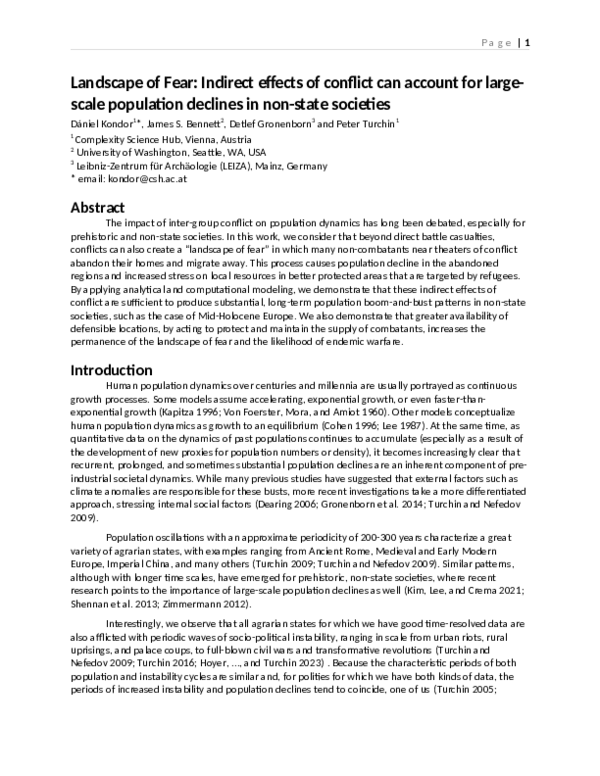 (PDF) Landscape of Fear: Indirect effects of conflict can account for ...