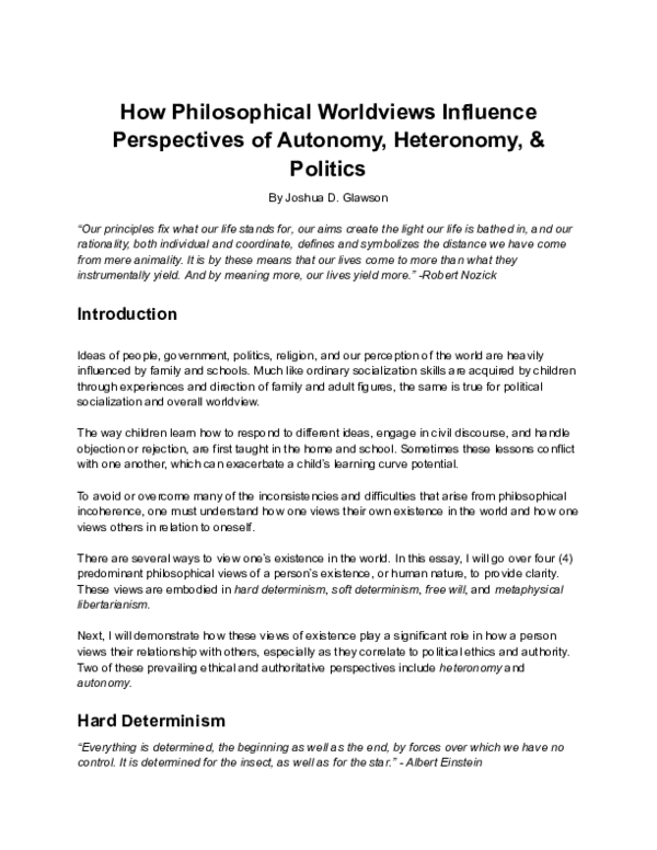 (PDF) How Philosophical Worldviews Influence Perspectives of Autonomy ...