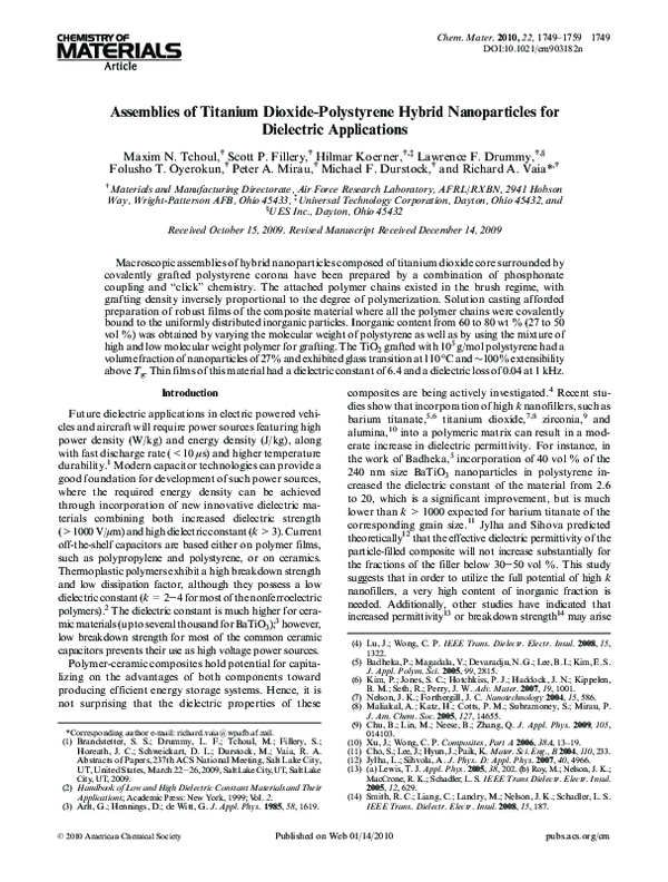 (PDF) Assemblies of Titanium Dioxide-Polystyrene Hybrid Nanoparticles ...