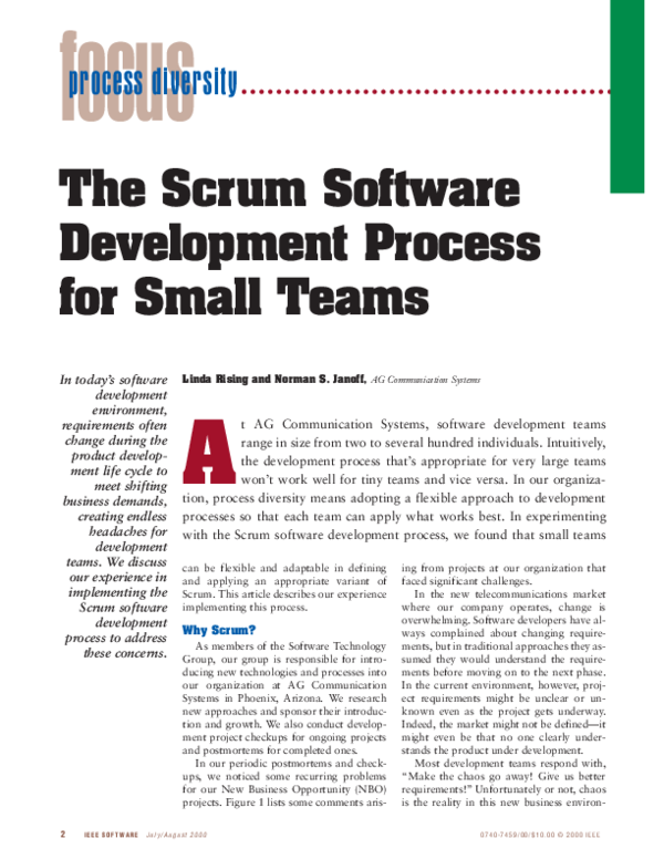 (PDF) The Scrum software development process for small teams