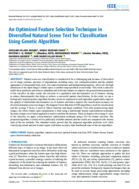 (PDF) An Optimized Feature Selection Technique in Diversified Natural Scene Text for ...