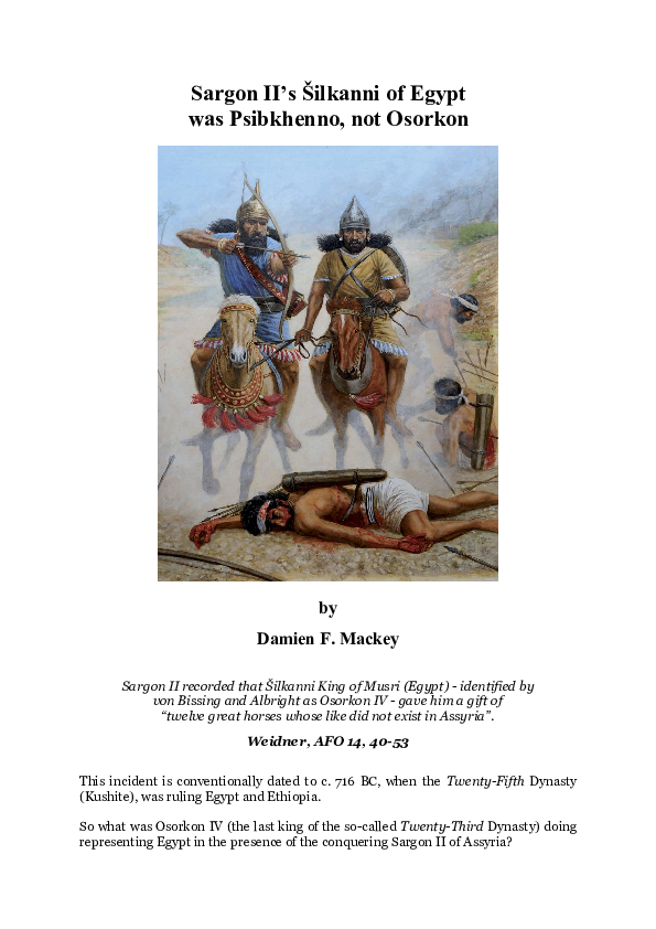 (DOC) Sargon II’s Šilkanni of Egypt was Psibkhenno, not Osorkon