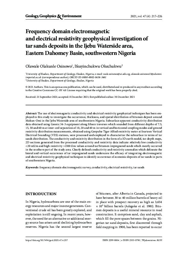 (PDF) Frequency domain electromagnetic and electrical resistivity geophysical investigation of ...