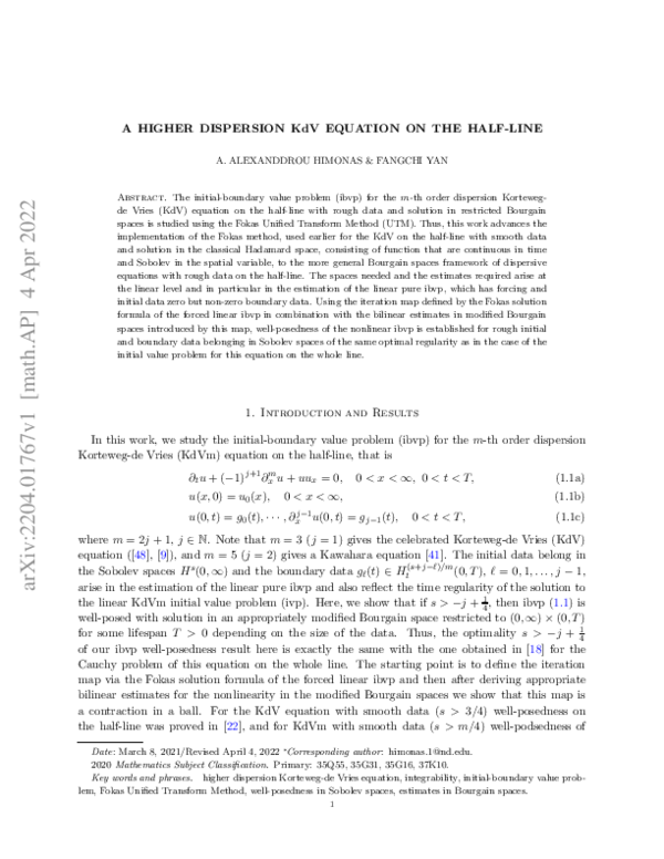 (PDF) A higher dispersion KdV equation on the half-line