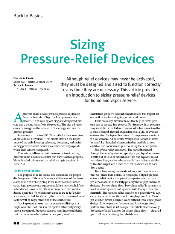 (PDF) Sizing Pressure-Relief Devices