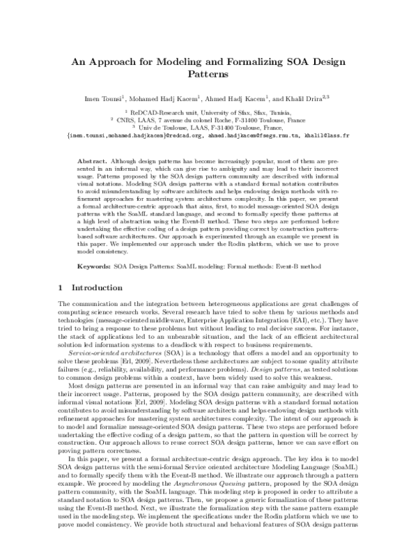 Pdf An Approach For Modeling And Formalizing Soa Design Patterns