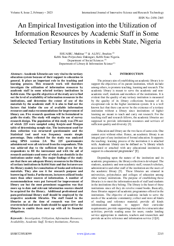 (PDF) An Empirical Investigation into the Utilization of Information ...