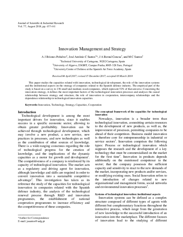 (PDF) Innovation Management and Strategy