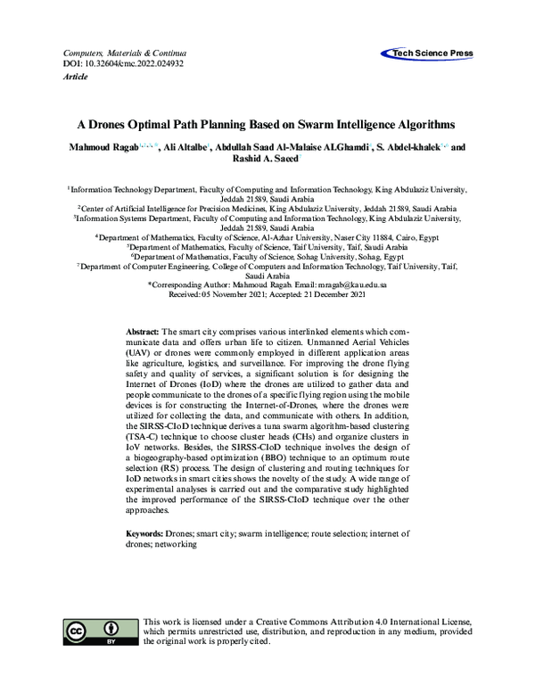 (PDF) A Drones Optimal Path Planning Based on Swarm Intelligence Algorithms
