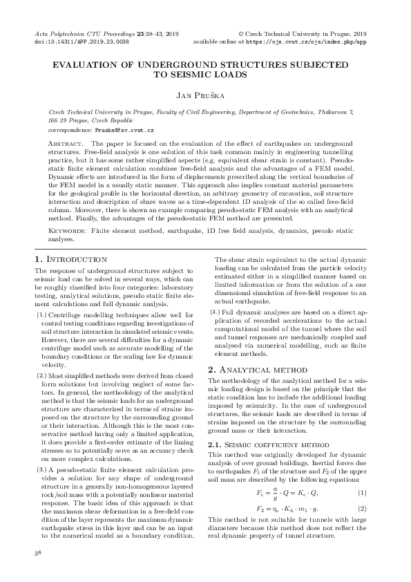 (PDF) Evaluation of Underground Structures Subjected to Seismic Loads