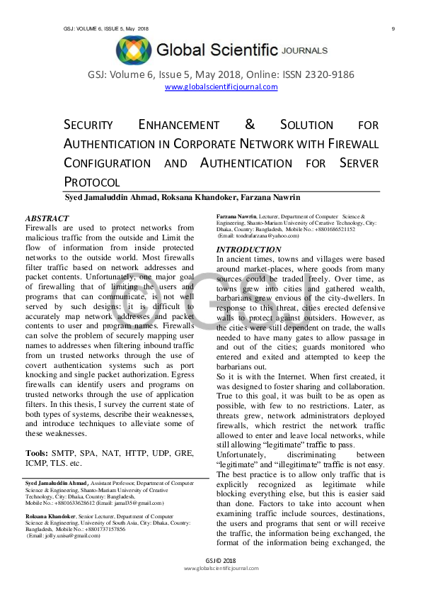 (PDF) Security Enhancement & Solution for Authentication in Corporate Network With Firewall ...