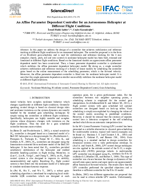 (PDF) An Affine Parameter Dependent Controller for an Autonomous ... (PDF) An Affine Parameter Dependent Controller for an Autonomous ...