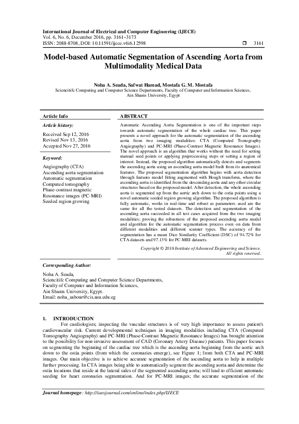 (PDF) Model-based Automatic Segmentation of Ascending Aorta from ...