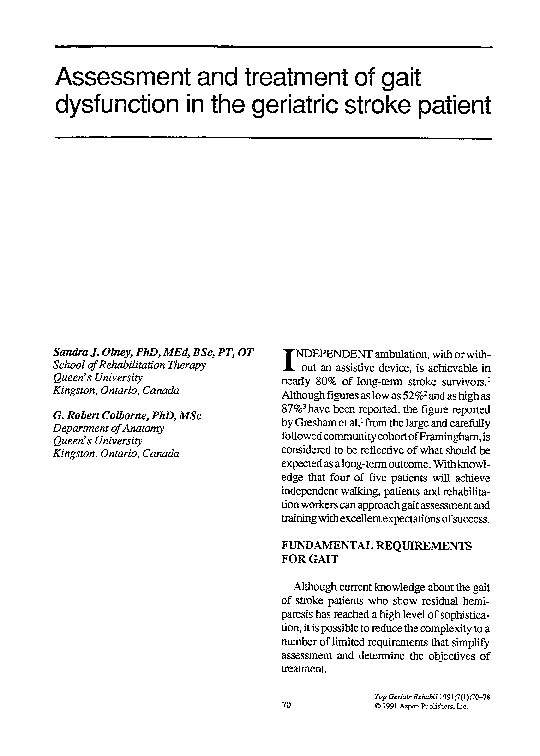 (PDF) Assessment and treatment of gait dysfunction in the geriatric ...
