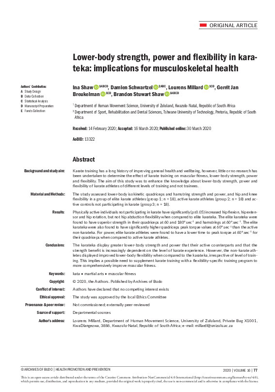 (PDF) Lower-body strength, power and flexibility in karateka ...