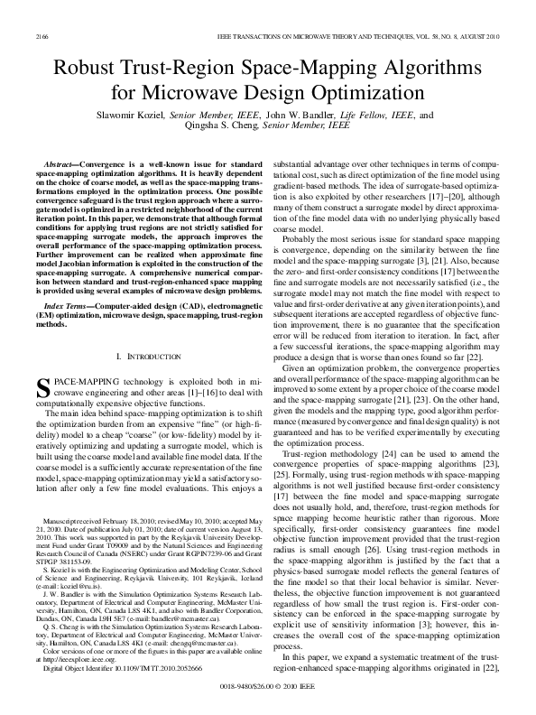 (PDF) The state of the art of microwave CAD: EM-based optimization and modeling | Mohamed Bakr ...