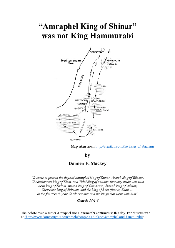 (DOC) "Amraphel King of Shinar" was not King Hammurabi