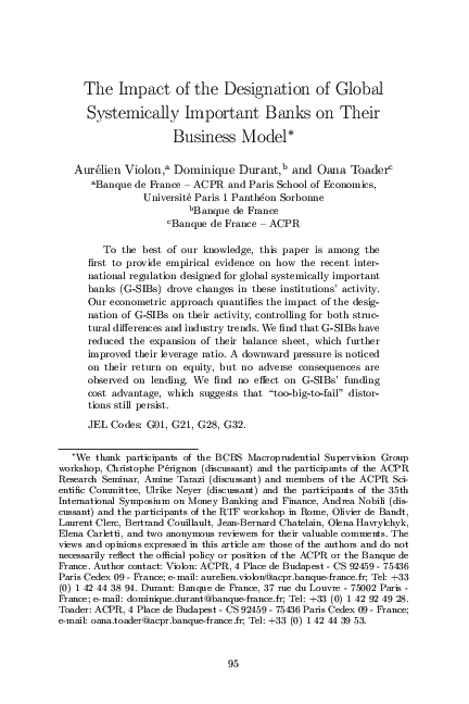 (PDF) The Impact of the Designation of Global Systemically Important ...