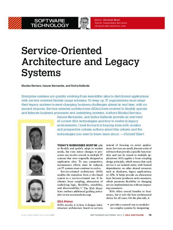 (PDF) Service-Oriented Architecture and Legacy Systems