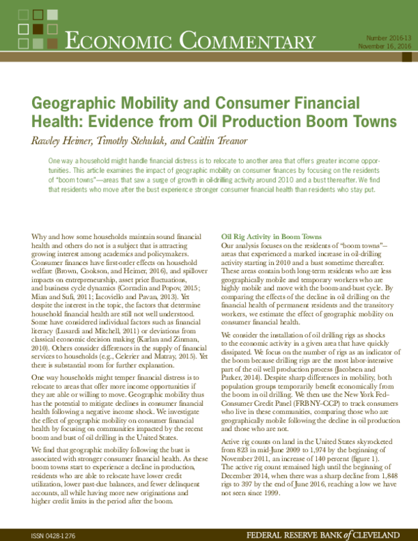 (PDF) Geographic Mobility and Consumer Financial Health: Evidence from ...
