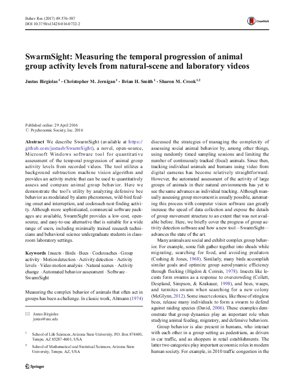 (PDF) SwarmSight: Measuring the temporal progression of animal group activity levels from ...