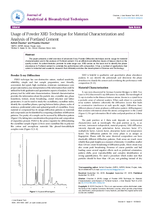 (PDF) Usage of Powder XRD Technique for Material Characterization and ...