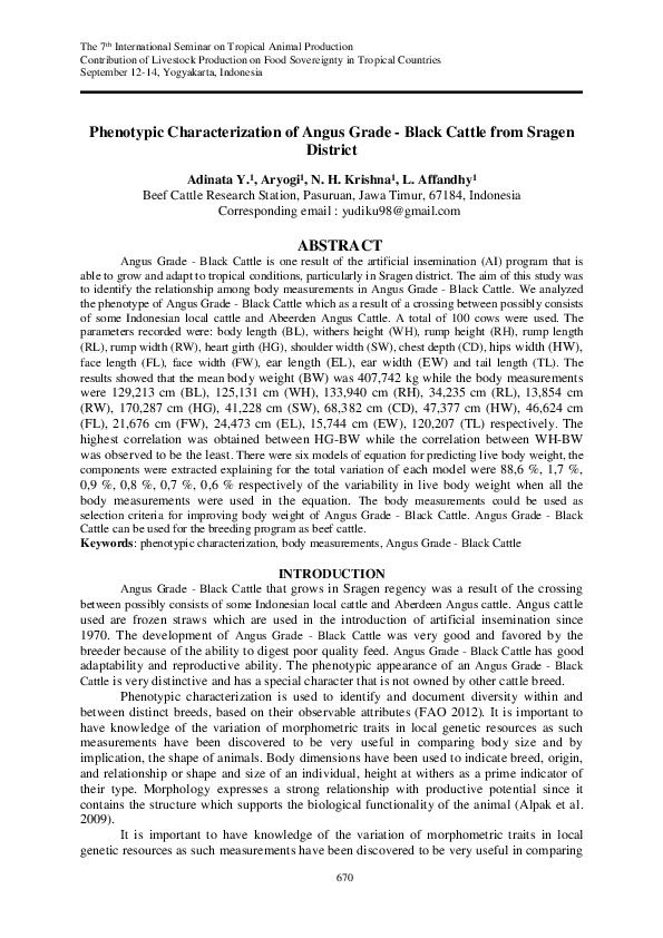 (PDF) Phenotypic Characterization of Angus Grade - Black Cattle from ...