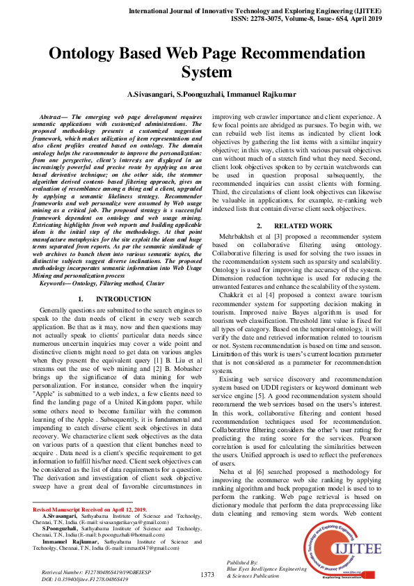 (PDF) Ontology Based Web Page Recommendation System