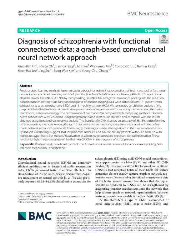 (PDF) Diagnosis of schizophrenia with functional connectome data: a graph-based convolutional ...