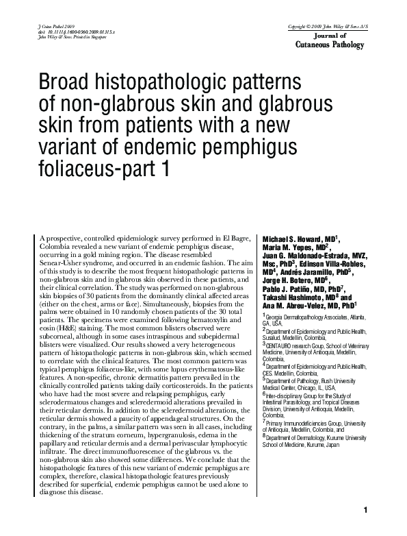 (PDF) Broad histopathologic patterns of non-glabrous skin and glabrous ...